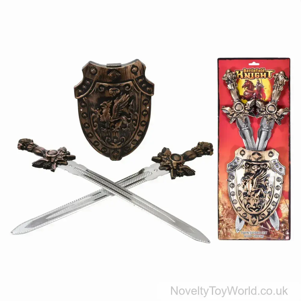 Medieval Warrior Kids Combat Set - Dual Sword & Shield | Wholesale Toy ...