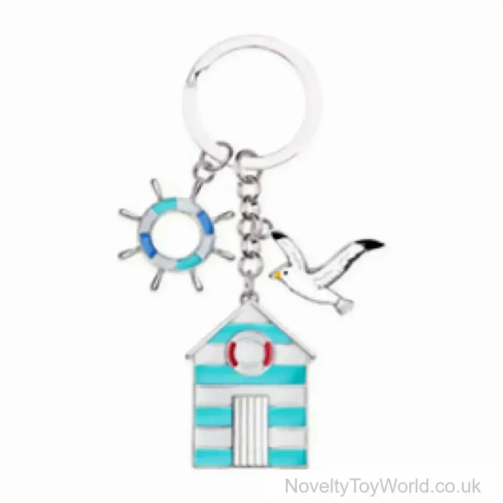 Metal Beach Hut Seaside Keyring | Wholesale Keychains
