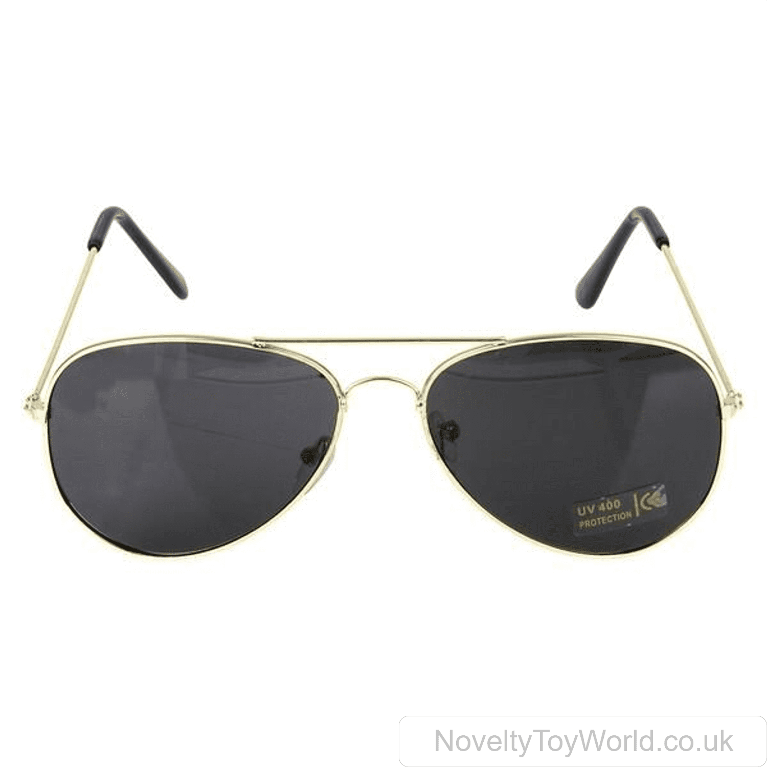 Metal Frame Unisex Aviator Style Sunglasses with Black Lenses ...