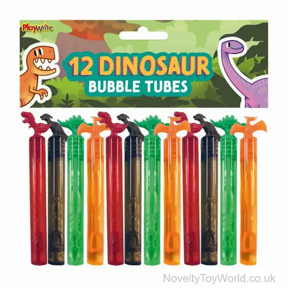 Mini Dinosaur Bubble Tubes - Pack of 12 | Wholesale Dino Novelties