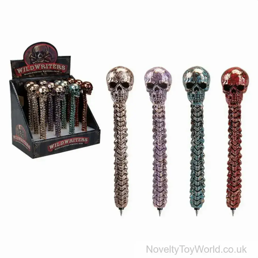 Novelty Skull & Spine Pen (16cm) | Bulk Buy Halloween Stationery UK