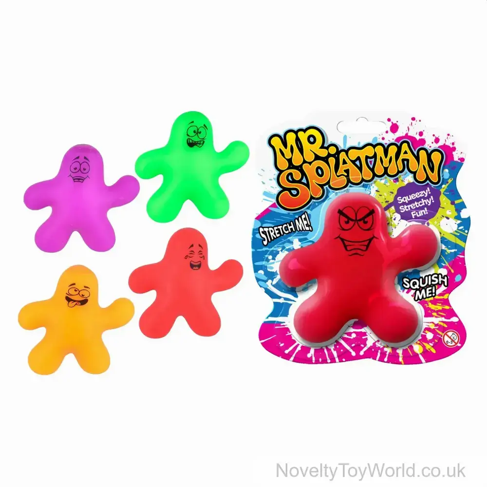 Novelty Splat Man Squeezy Toy - 6 Assorted | Bulk Buy Novelties