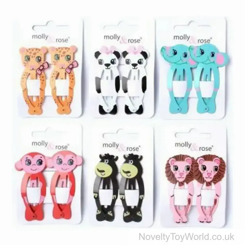 Pack Of 2 Animal Hair Clips (5.5cm) | 6 Assorted Animal Designs