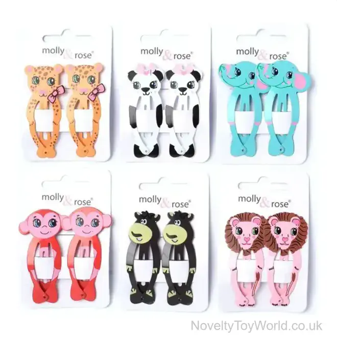 Pack Of 2 Animal Hair Clips (5.5cm) | 6 Assorted Animal Designs