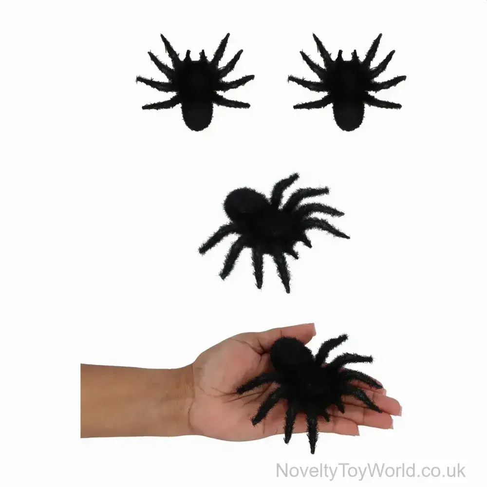 Pack of 2 Furry Joke Spiders For Halloween (11cm) | Wholesale Toys UK