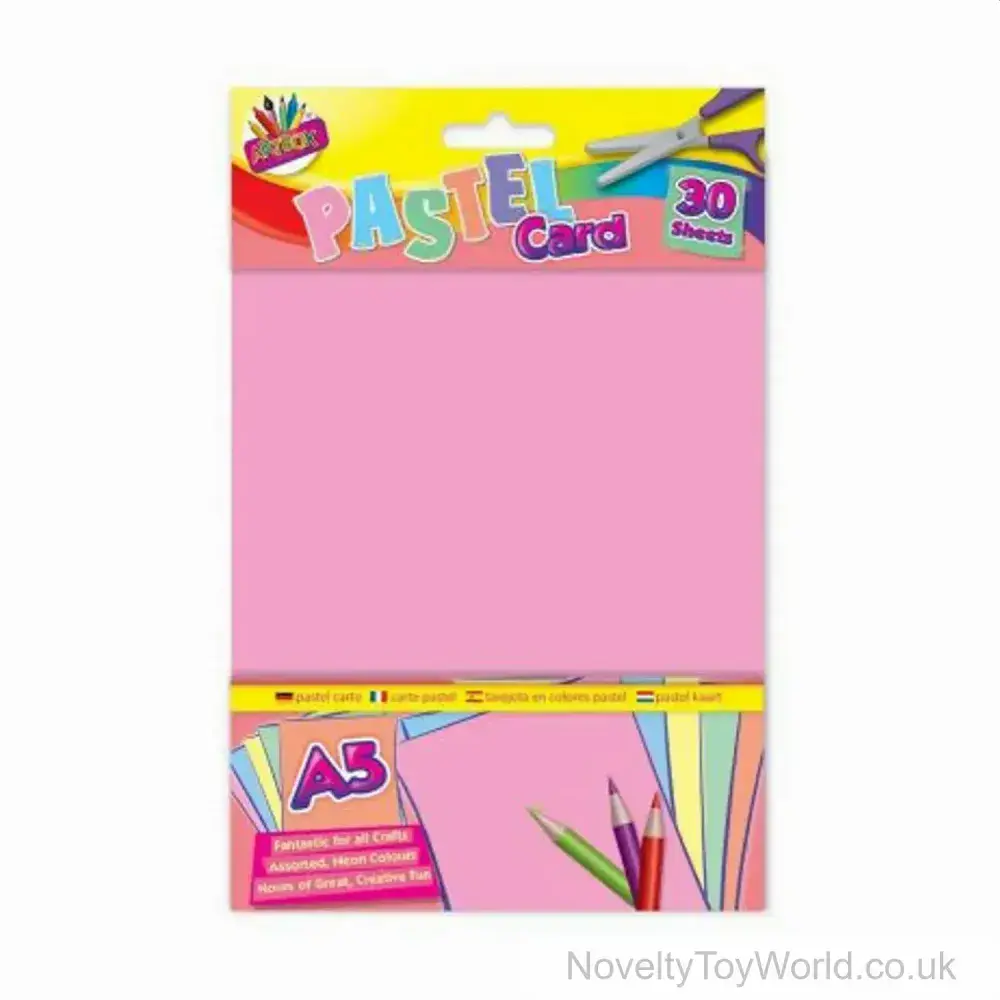 Pack Of 30 Sheets Pastel Coloured Card - A5 Size | Wholesale Arts ...