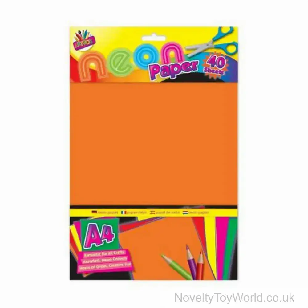 Pack Of 40 A4 Neon Colour Paper Sheets | Wholesale Arts & Crafts