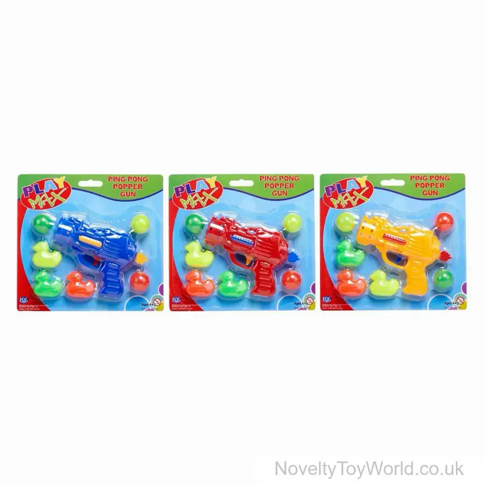 Ping Pong Ball Launcher Shooter Gun with Rubber Duck Targets