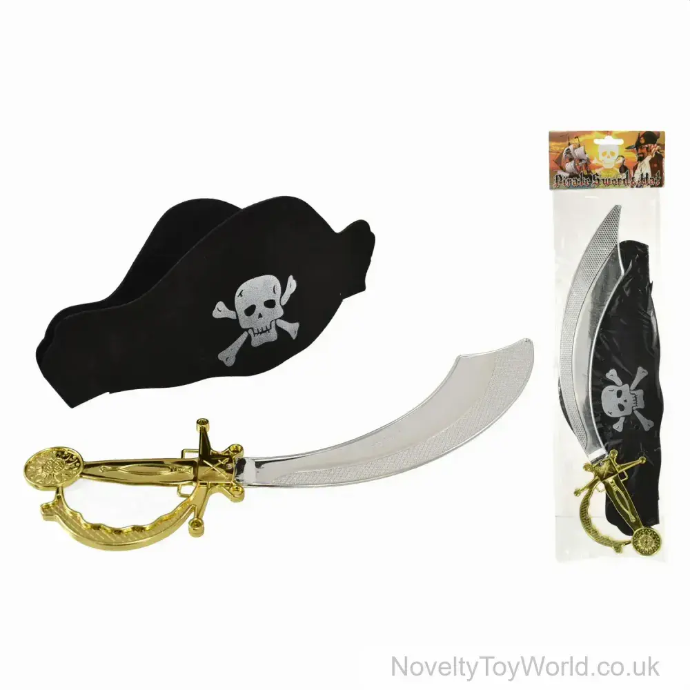 Pirate Cutlass Sword & Hat Playset | Bulk Buy Pirate Role Play Set