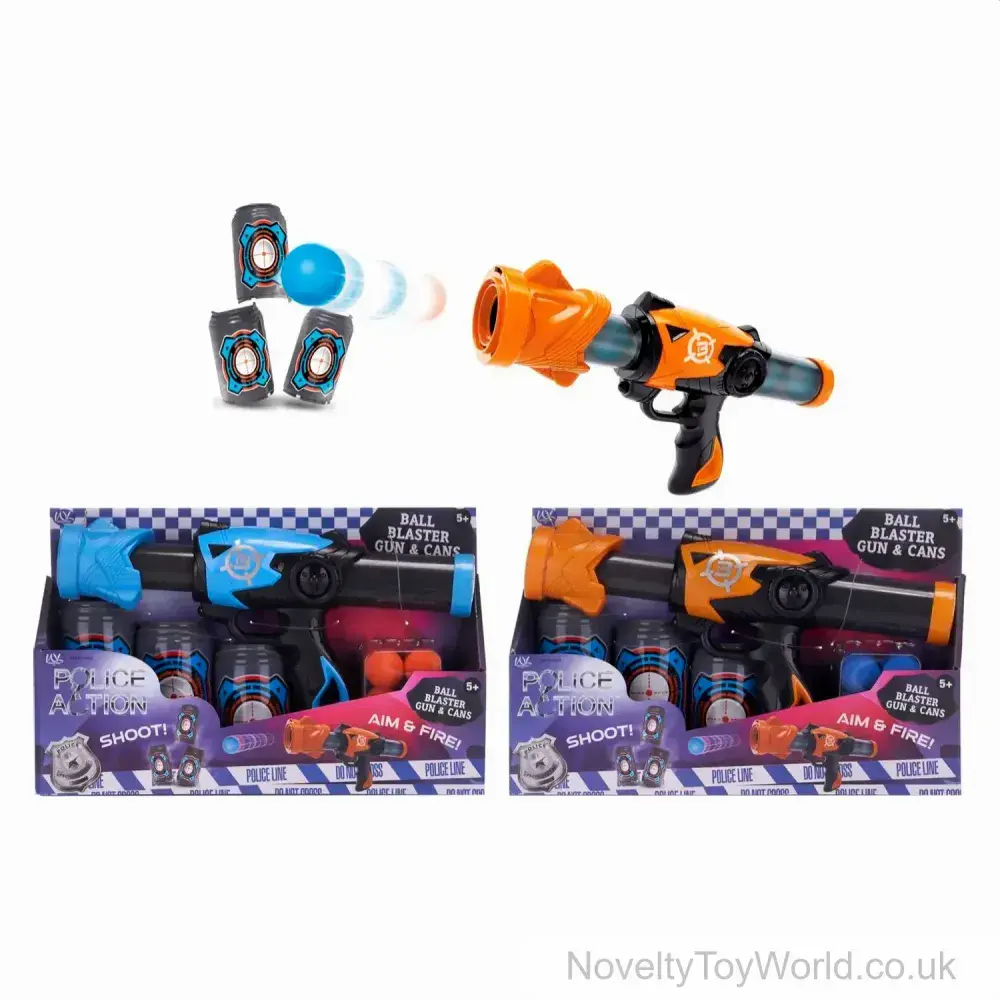 Police Themed Blaster Gun With 12 Balls & Targets - Boxed | Wholesale