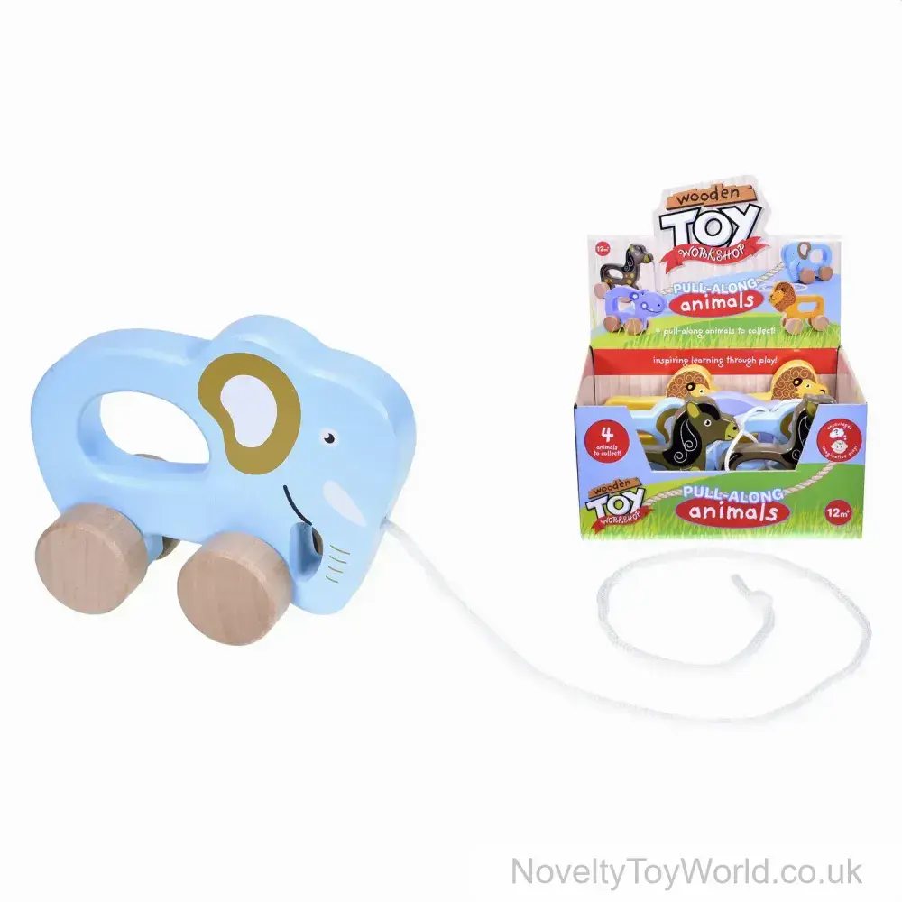 Pull Along Cute Wooden Animal Toys 4 Assorted 12month Wood Toys
