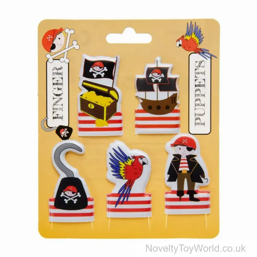 PVC Pirate Finger Puppets - Pack of 5 | Wholesale Pirate Party Bag Toys UK
