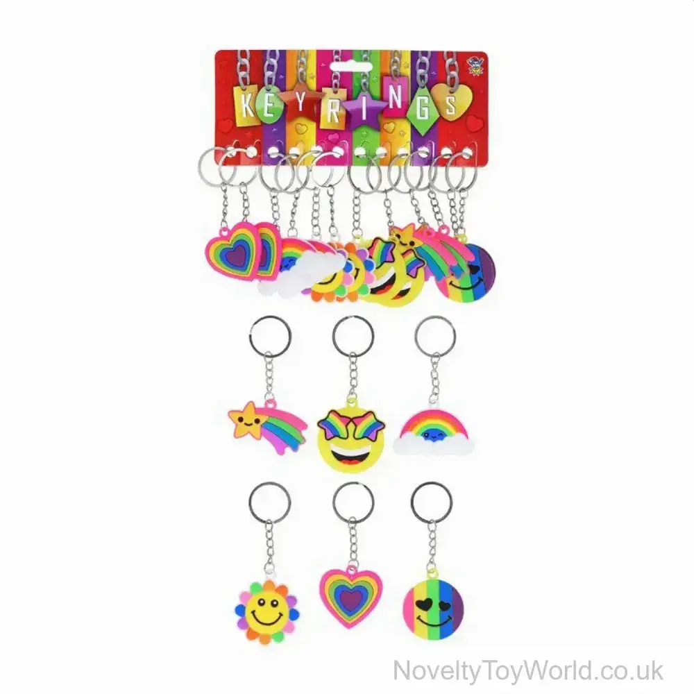 Rainbow Themed 2D PVC Rubber Keyring (5cm) | Wholesale Keyrings UK