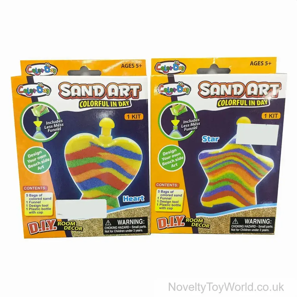 Bulk Buy | Sand Art Kit Individual Shape - 5 Bags of Coloured Sand per Set