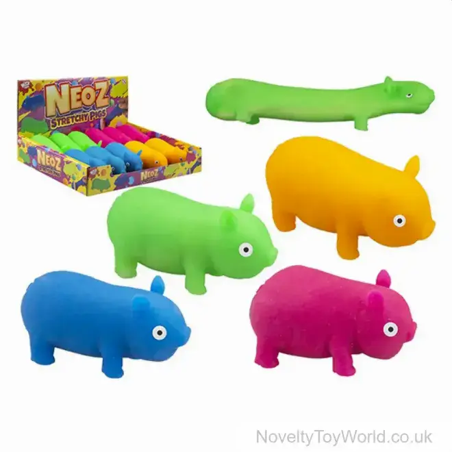 Sand-Filled Neon Pig Stress Toy (9cm) | Wholesale Stretch & Squeeze Toys