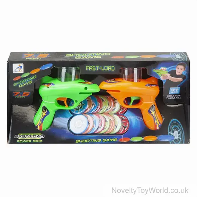 Set of 2 Space Shooter Guns With 16 Foam Discs | Wholesale Toy Guns UK