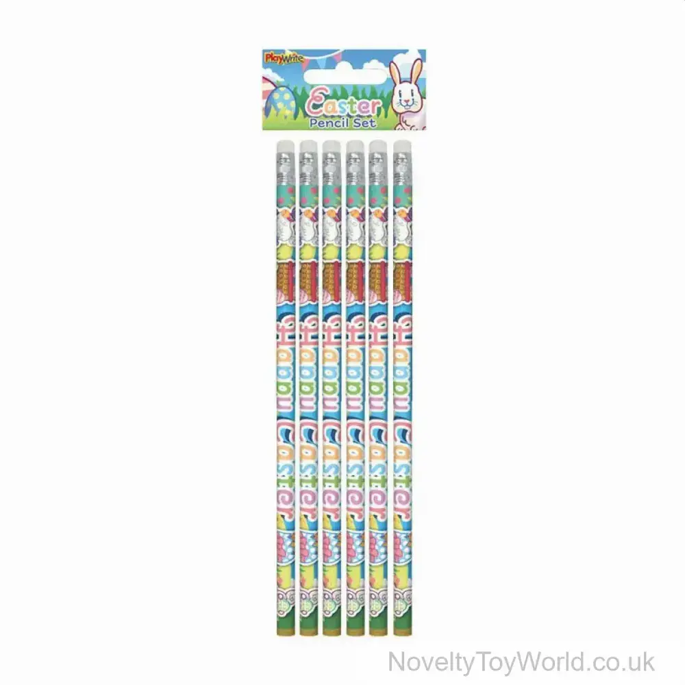 Set of 6 Easter Bunny Pencils With Eraser Tops (17cm) | Wholesale ...
