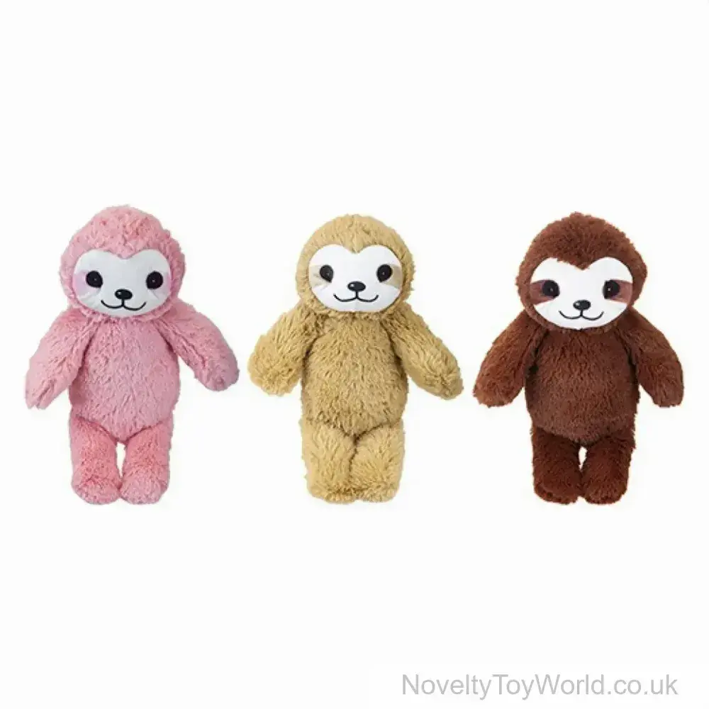 Shaggy Sloth Soft Toy (28cm) - 3 Assorted | Bulk Buy Soft Animal Toys UK