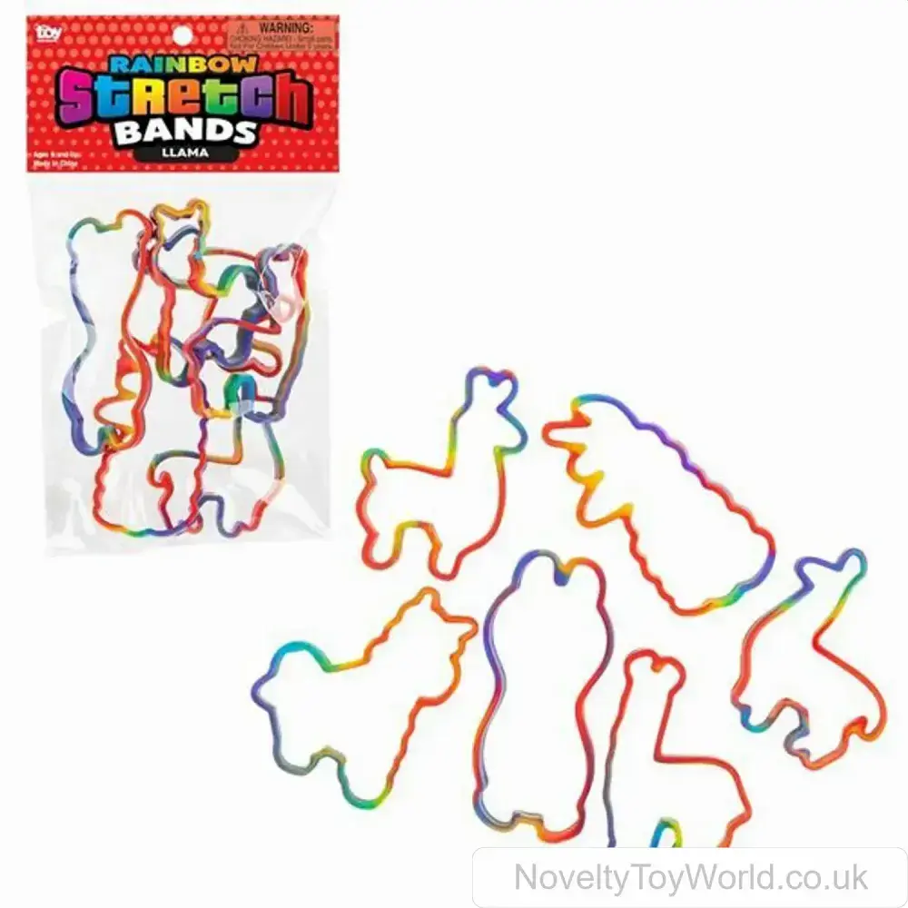 Silicone Rainbow Llama Stretch Bands - Pack Of 6 | Wholesale Sensory ...