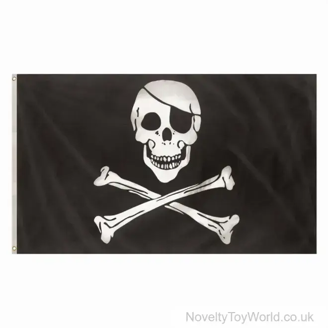 Skull & Crossbones Pirate Flag (5ft x 3ft) | Jolly Roger Polyester Flag ...