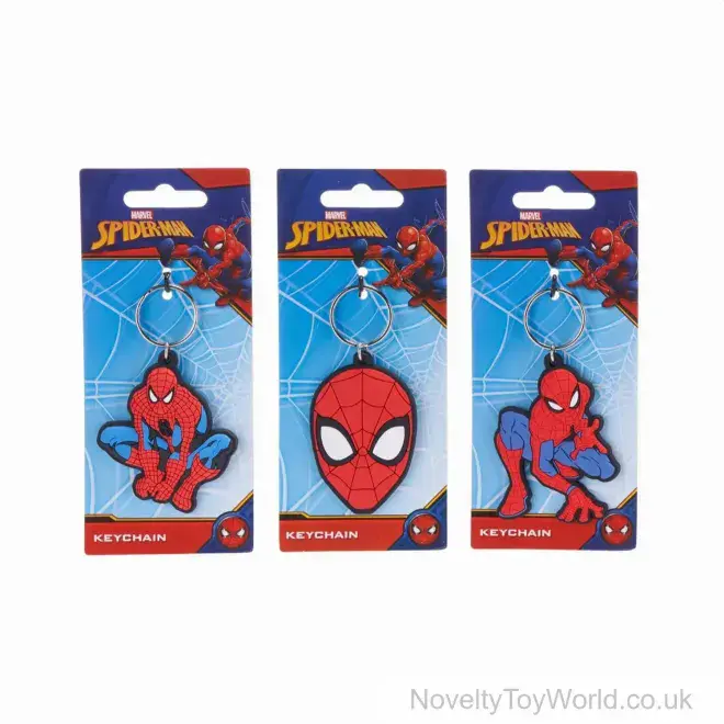 Spider-Man Marvel 2D Rubber Keyrings - 3 Assorted Designs | Marvel Gifts