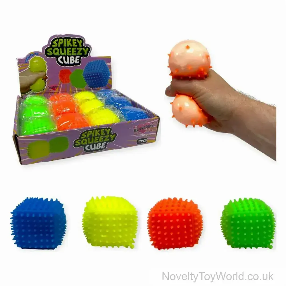 Spikey Rubber Cube Squeeze Toy (5cm) | Bulk Squeezy Toys UK