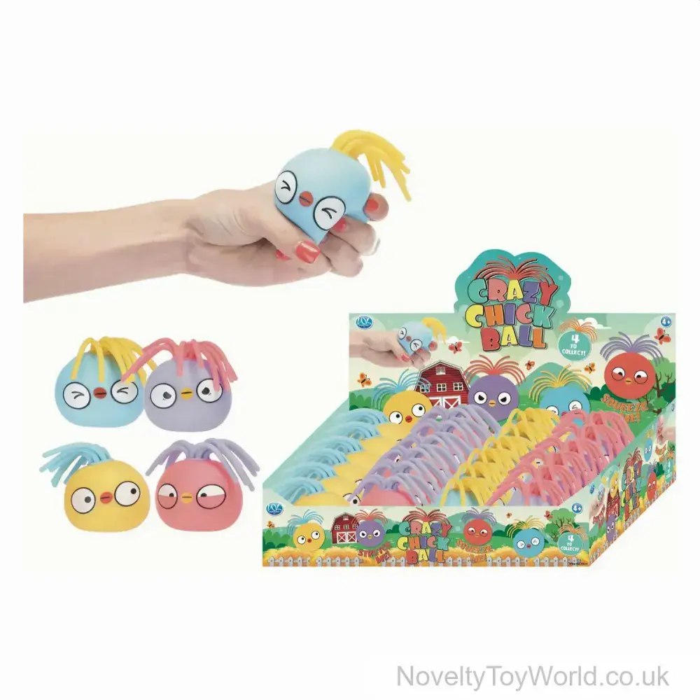 Squeezy Chick Ball With Stretchy Hair | Bulk Buy Stress Toys For Kids UK