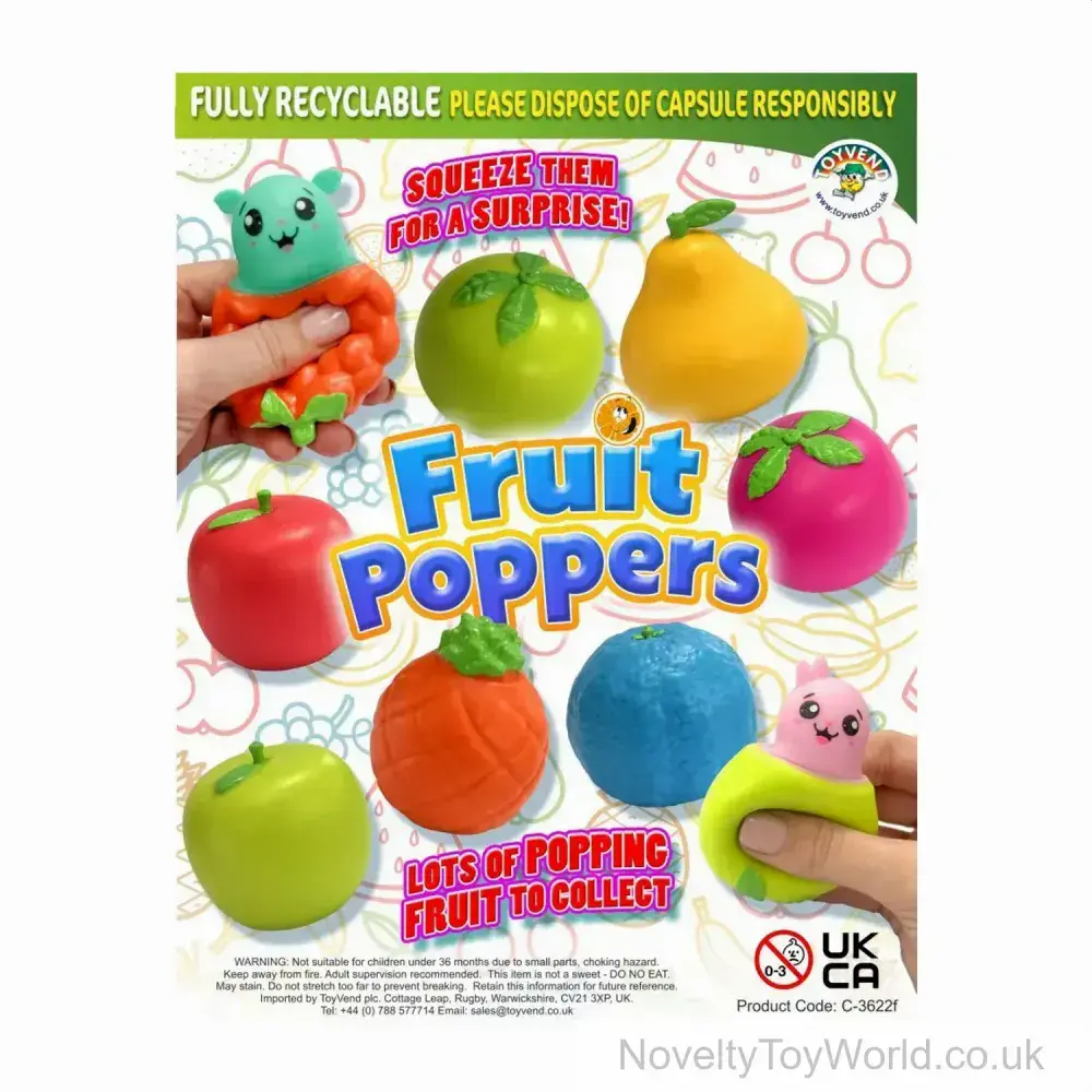 Squishy Fruit Popper with Animal - 55mm Vending Capsule | Wholesale