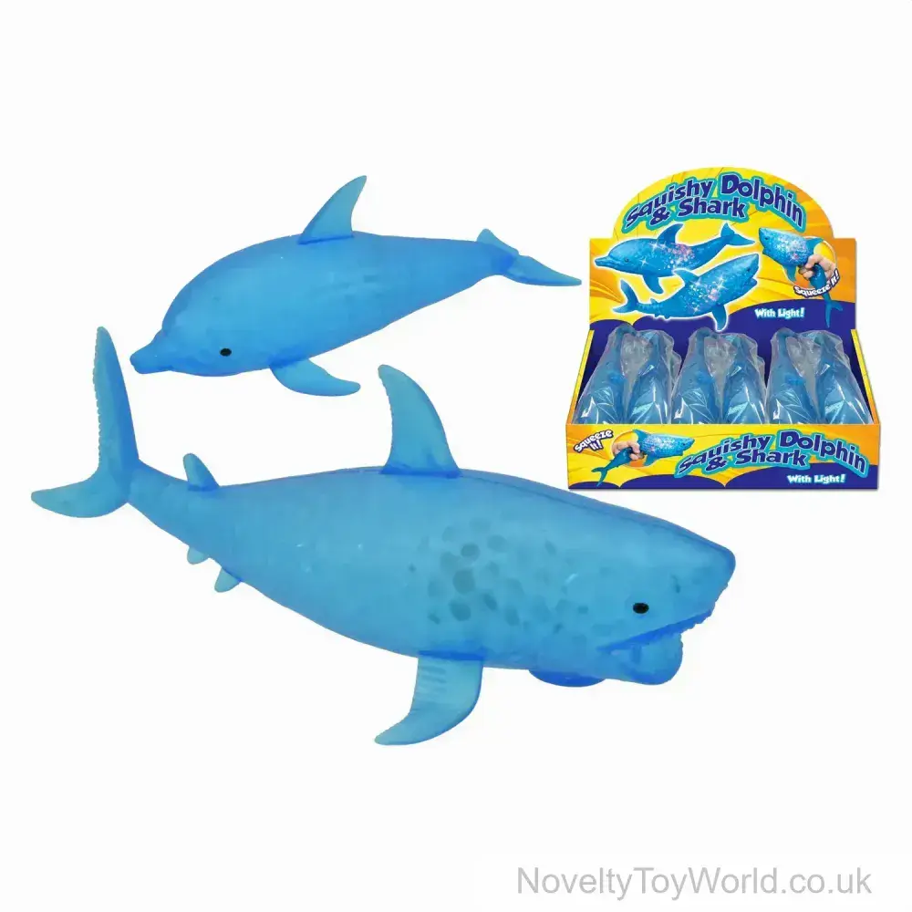 Squishy Light Up Dolphin & Shark | Bulk Buy Sensory Toys UK