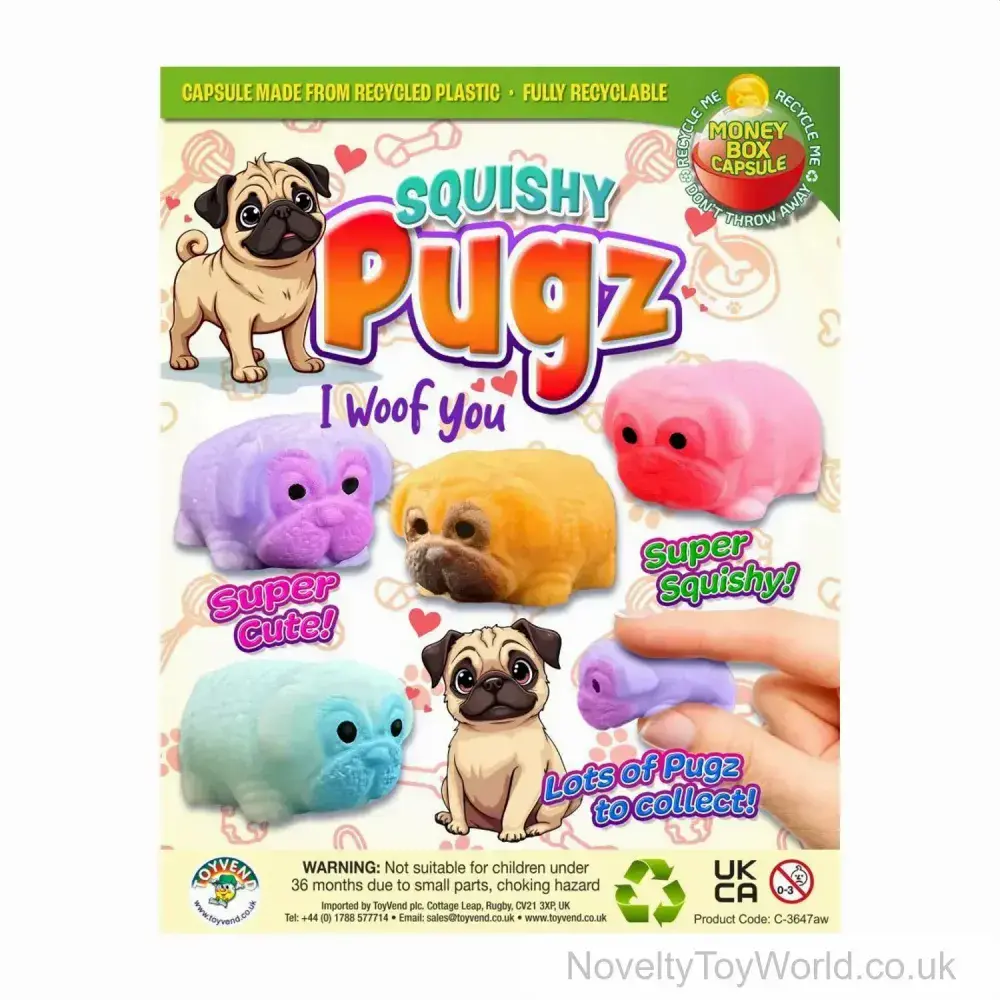Squishy Sensory Pug Figure - 55mm Vend Capsule | Trade Price