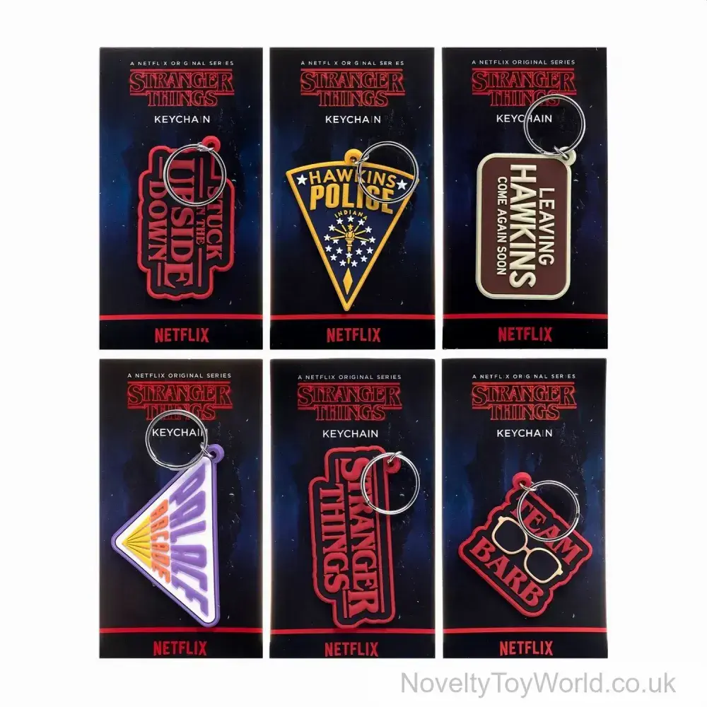 Stranger Things Rubber 2D Keyrings - 6 Assorted | Branded Keychains