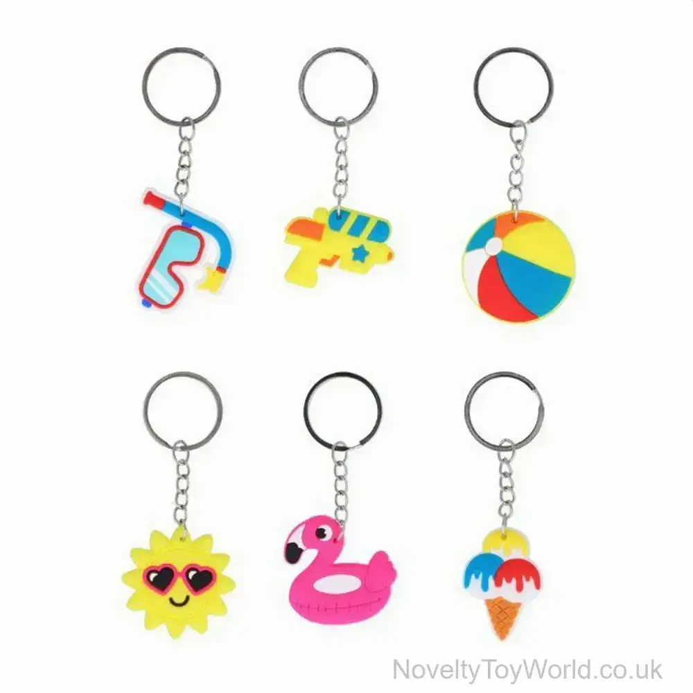 Summer Beach Theme Keyring (4cm) | Wholesale Seaside Gifts UK