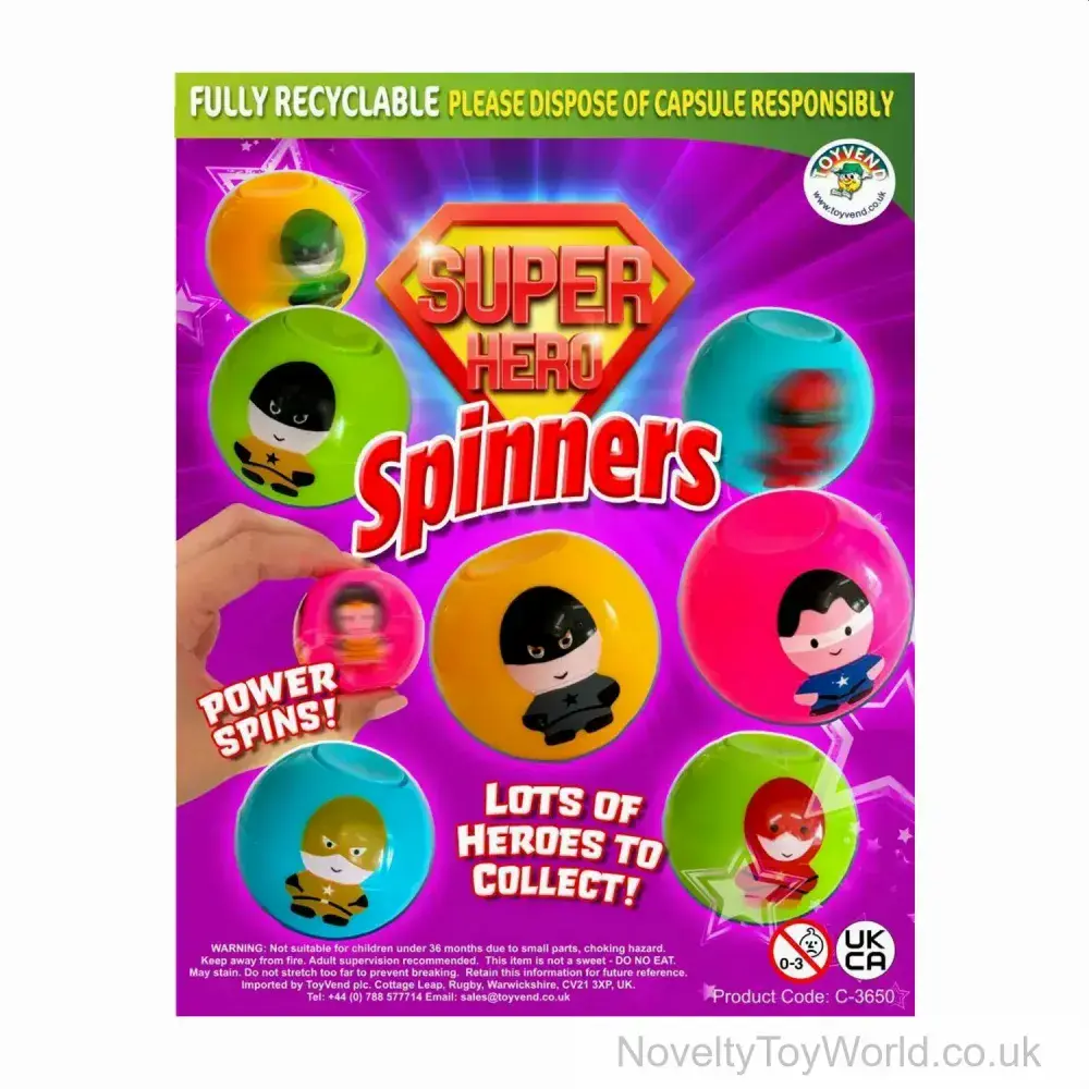 Super Hero Spinner Ball - 55mm Vending Capsule | Wholesale Vending Supplies