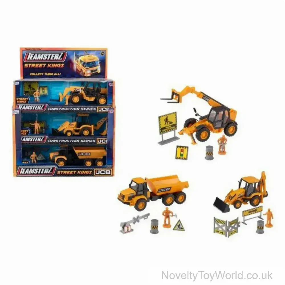 Teamsterz JCB Construction Series Vehicle Sets - 3 Assorted | Wholesale