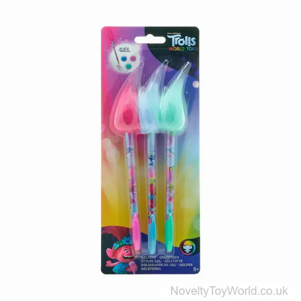 Trolls 2 Gel Pens Set of 3 Colours - Back to School Stationery