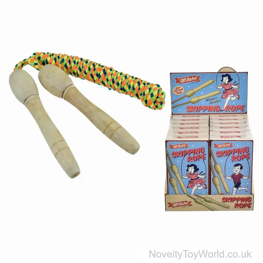 Wooden Handle Skipping Rope Colour in Box (7ft) | Bulk Buy Exercise Toys