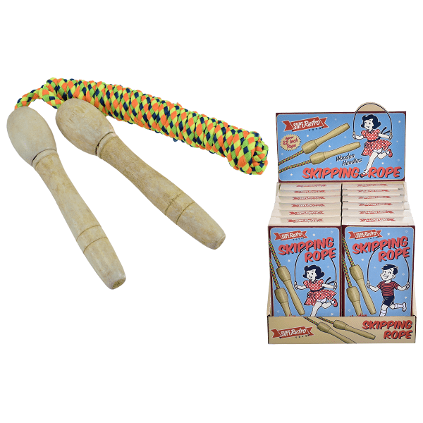 Wooden Handle Skipping Rope Colour in Box (7ft) | Bulk Buy Exercise Toys