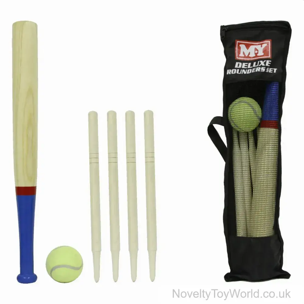 Wooden Rounders Set in Bag with Stumps & Ball | Trade Price Toys