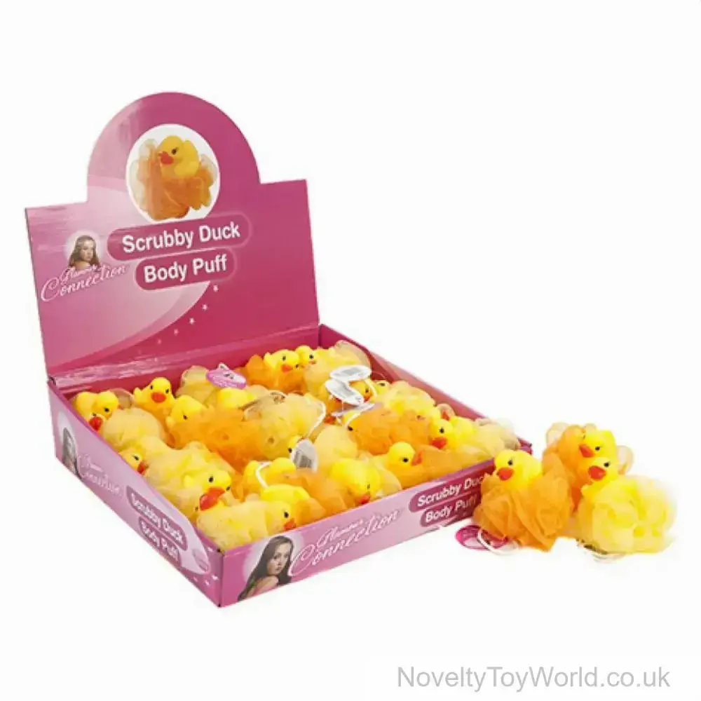 Yellow Scrubby Duck Body Puff | Bulk Buy Novelties