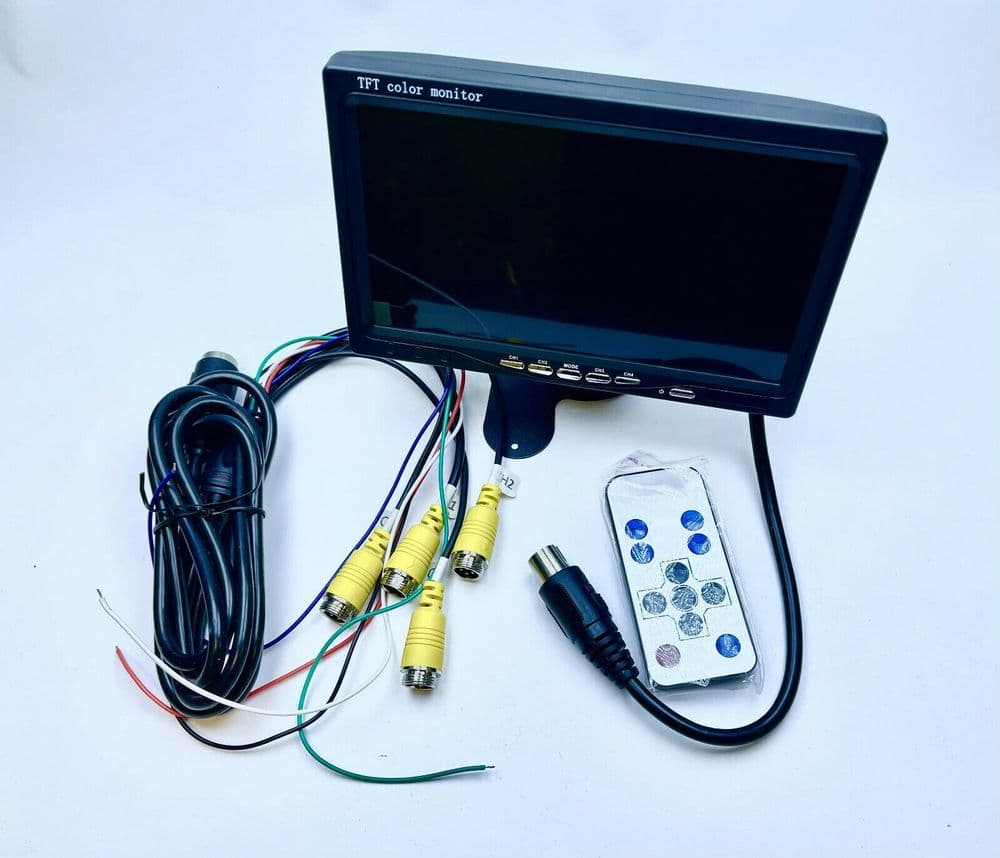 7" LCD Colour Monitor For Truck Van Reversing Cameras 4 Channel