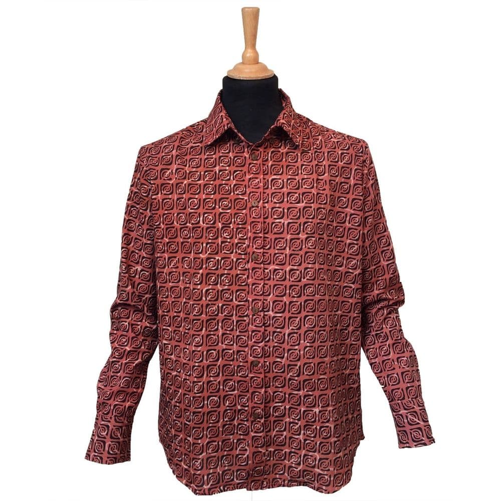 Long sleeve printed cotton shirt Pattern C