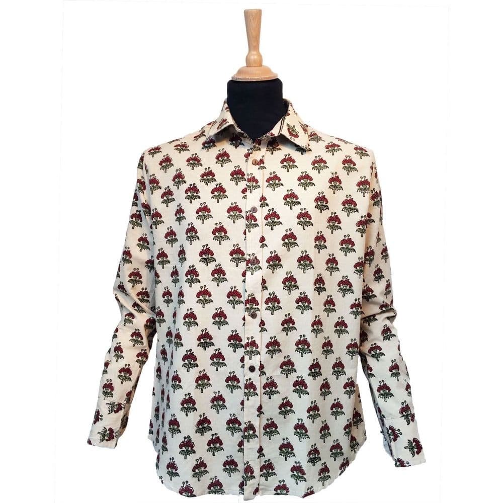 Long sleeve printed cotton shirt Pattern K