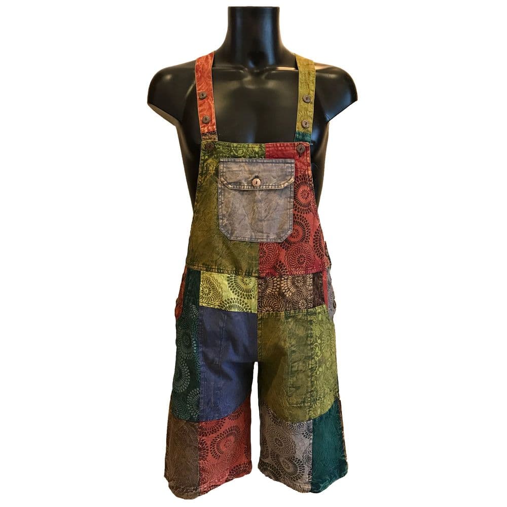 Patchwork Dungaree Shorts