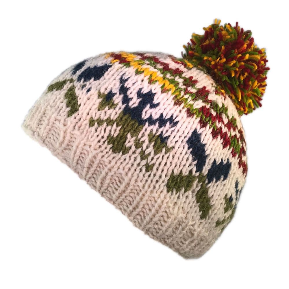 Snowflake Bobble Hat in Cream