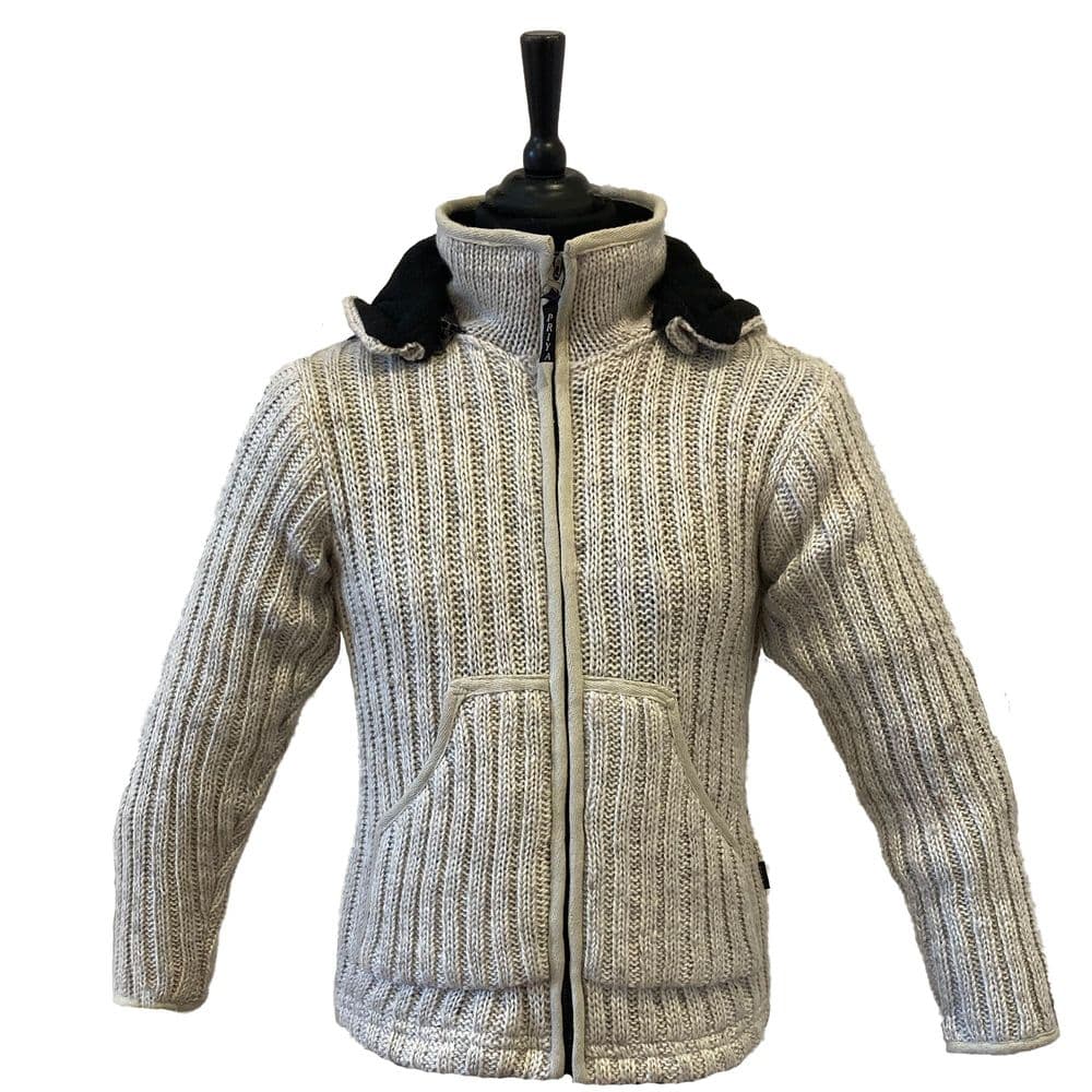 Woollen Ribbed Jacket in Cream