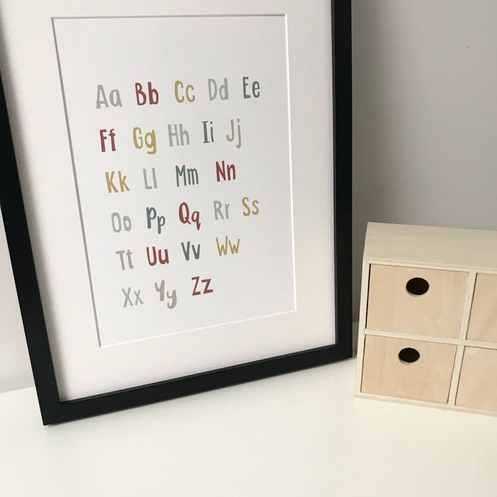 Multicolour deep shades Alphabet A4 print