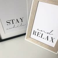 Stay awhile & And relax SET OF 2 A4 textured card