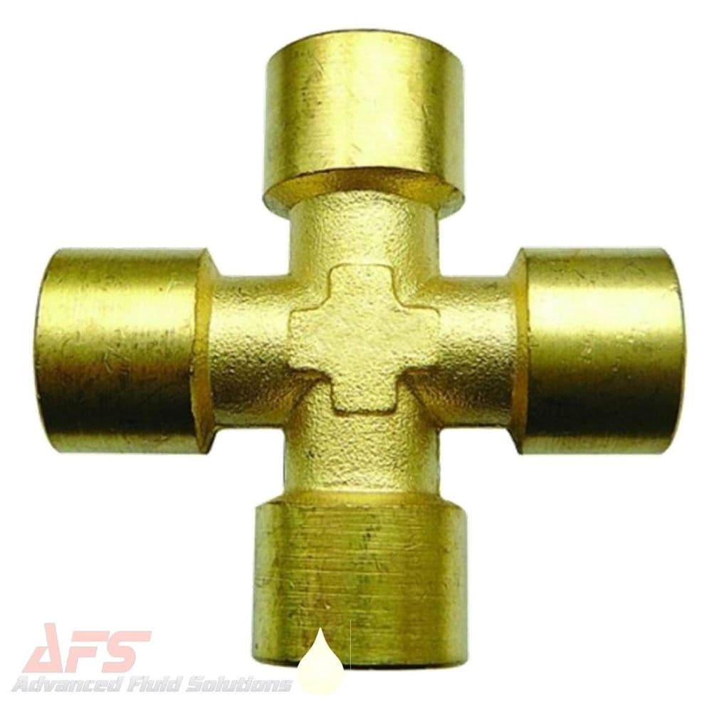 1/4 BSP Female Equal Brass X Cross