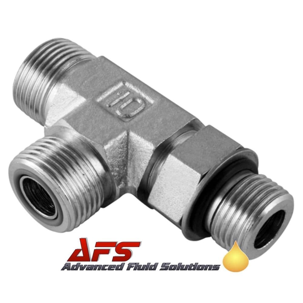9/16 ORFS x 7/16 UNF 3 Way T - Male T Positional on Run Hydraulic Steel ...