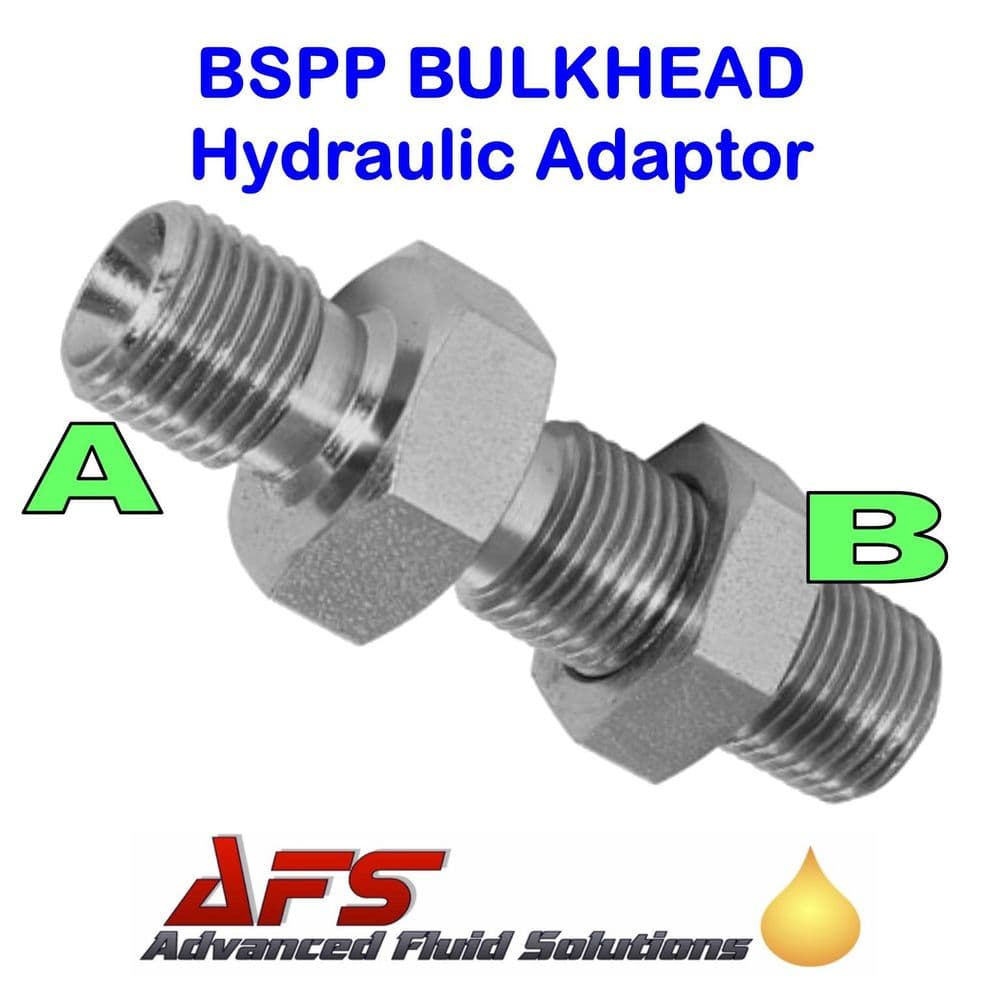 1/8 BSPP Male x 1/8 BSPP Male Thread Straight Bulkhead Hydraulic Steel ...